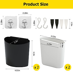 4 Pack Hanging Cup Holders with 8 Hooks, Rolling Utility Cart Accessories Under Sink Organizer Accessories Kitchen Storage Accessories Office Storage Supplies Bathroom Organizer Accessories