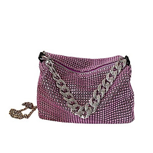 Bling Rhinestone Hobo Bag for Women Crystal Evening Handbag Underarm Bag Tote for Party Wedding
