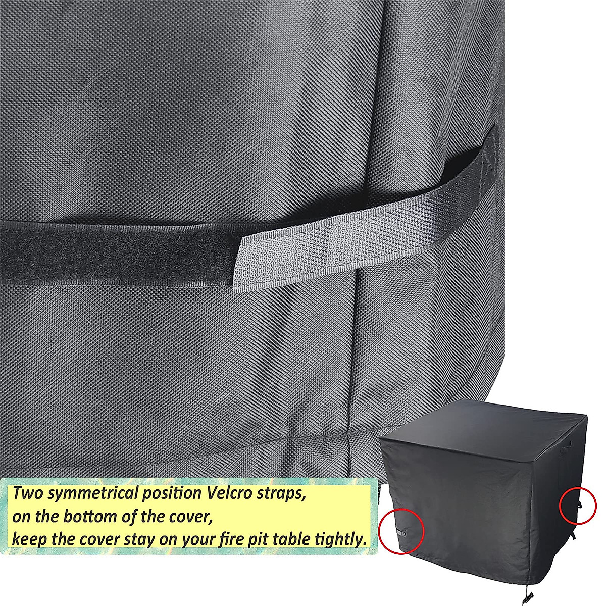 MONLIVVU Fire Pit Cover Square 32 Inch, Waterproof 600D Heavy Duty with PVC Lining Patio Gas/Propane Firepit Table Cover for 28/30/32 Inch Firepit Table Black, 32''Lx32''Wx24''H