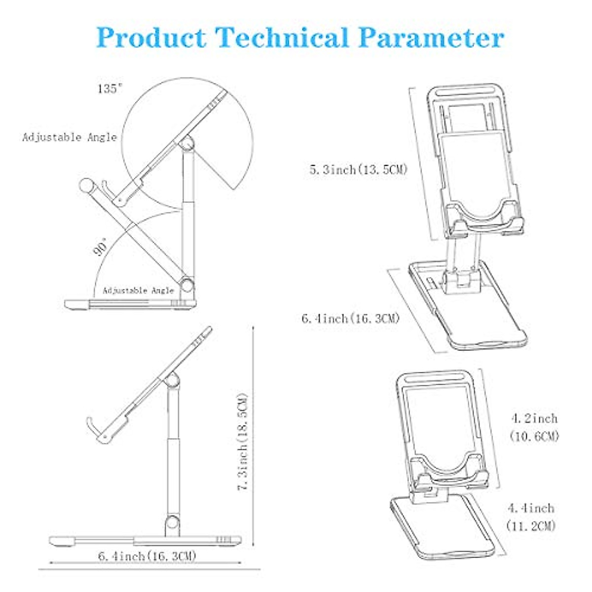 Universal Cell Phone Stand, Foldable Upgraded Cell Phone Tablet Desktop Stand Holder, Angle Height Adjustable Phone Cradle Dock Compatible for iPhone/Mobile Phone/iPad/Tablets/Device of 4-13 Inch