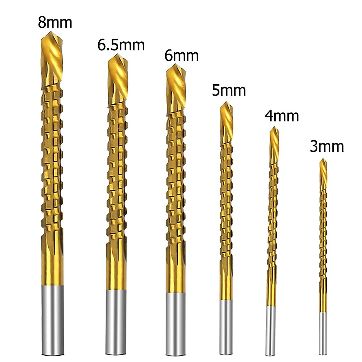 PERFACTOOL 6Pcs Titanium Nitride Coated Twist Drill Bits Set Straight Shank, 4241 high-Speed Steel,135 Degree Tip,Cobalt Drill bit Set Power Tool for Hardened Metal, Stainless Steel, Plastic and Wood