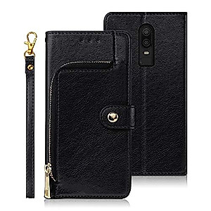 Arseaiy Case for Samsung Galaxy A04 4G Flip Phone Case PU Leather Zipper Pocket Wallet Case Cover with Card Holder Kickstand Shell Black