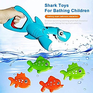 2022 Upgraded Shark Bath Toys Baby Pool Bathtub Toys Shark Grabber with Teeth Biting Action Include 4 Toy Fish Shark Swim Toys Bath Toys No Mold for Kids Boys Girls Toddlers Ages 3 4 5 6 7 8