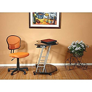 OSP Home Furnishings EM Series Mesh Back Armless Task Chair with Padded Fabric Seat and 360 Degree Swivel, Orange
