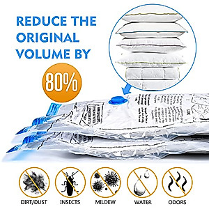 DBDSZYH Vacuum Compression Storage Bags with Hand Pump Reusable Vacuum Sealer Compression Space Saver Bag - 8-Pack (Jumbo)