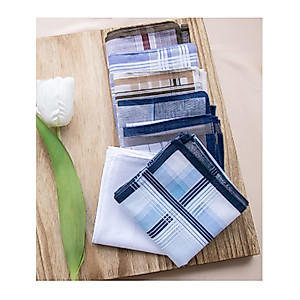 Mens Cotton Handkerchiefs Checkered Pattern Handkerchief Plaid Pocket Square Hankies Assorted 3PCS