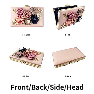 Shiiriin Women's 3D Floral Clutch Purse Handbag | Handmade with Pearls | Perfect for Bridal, Wedding, Daytime and Evening Parties | Elegant Design