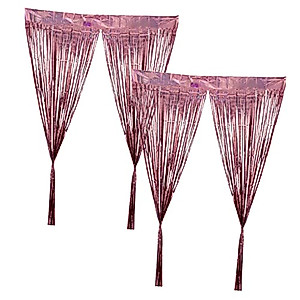 Rose Gold Tinsel Curtains 8 pcs rain Curtain Wedding Drapes Tassel Curtain Fringe Trim Metallic Tinsel Backdrop Disco Party Decorations The pet Baby Shower Decorations Prom