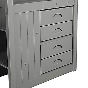 Harper & Bright Designs Bunk Beds Full Over Full Size, Wood Full Bunk Bed with Trundle Bed, Bunk Beds with Stairway for Kids Teens Adults, No Spring Box Needed (Grey, Can be Convertible to 2 Beds)