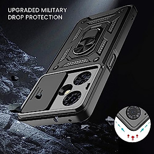 Dretal for OnePlus Nord N30 5G Case, with Stand Kickstand Ring and Camera Cover with Tempered Glass Screen Protector, Military Grade Shockproof Protective Cover for OnePlus N30 5G (Black)