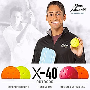 Franklin Sports Pickleball Paddle and Ball Set - (2) Fiberglass Pickleball Rackets + (4) X-40 Pickleballs - USA Pickleball (USAPA) Approved, Red/Yellow