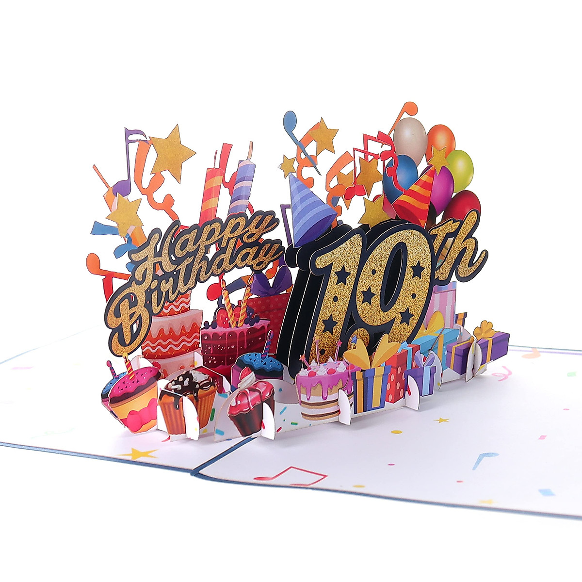 iGifts And Cards Happy 19th Blue Birthday 3D Pop Up Greeting Card – Awesome 19 Birthday Card Daughter, Son, Turning Nineteen Birthday Gift Grandson, Granddaughter, Unique Special Present, 5" X 7"