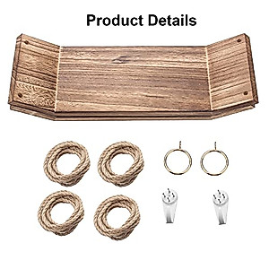 2 PCS Hanging Shelves for Wall, Wood Hanging Shelves for Wall, Cute Boho Room Rope Farmhouse Wooden Floating Small Bookshelves Decoration Wall Display Hanging Shelf for Living Room,Office, Bedroom
