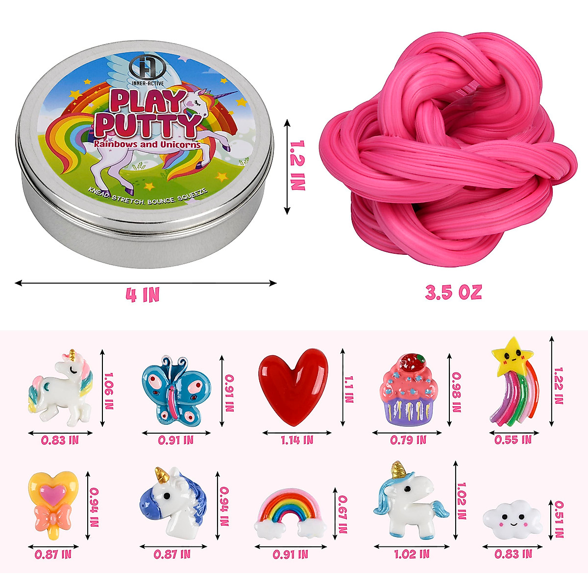Play Putty Therapy Putty for Kids with Charms Rainbows and Unicorns Theraputty Medium Resistance, Fine Motor Skills and Hand Strength, Occupational Therapy Sensory Fidget Toy and Tool