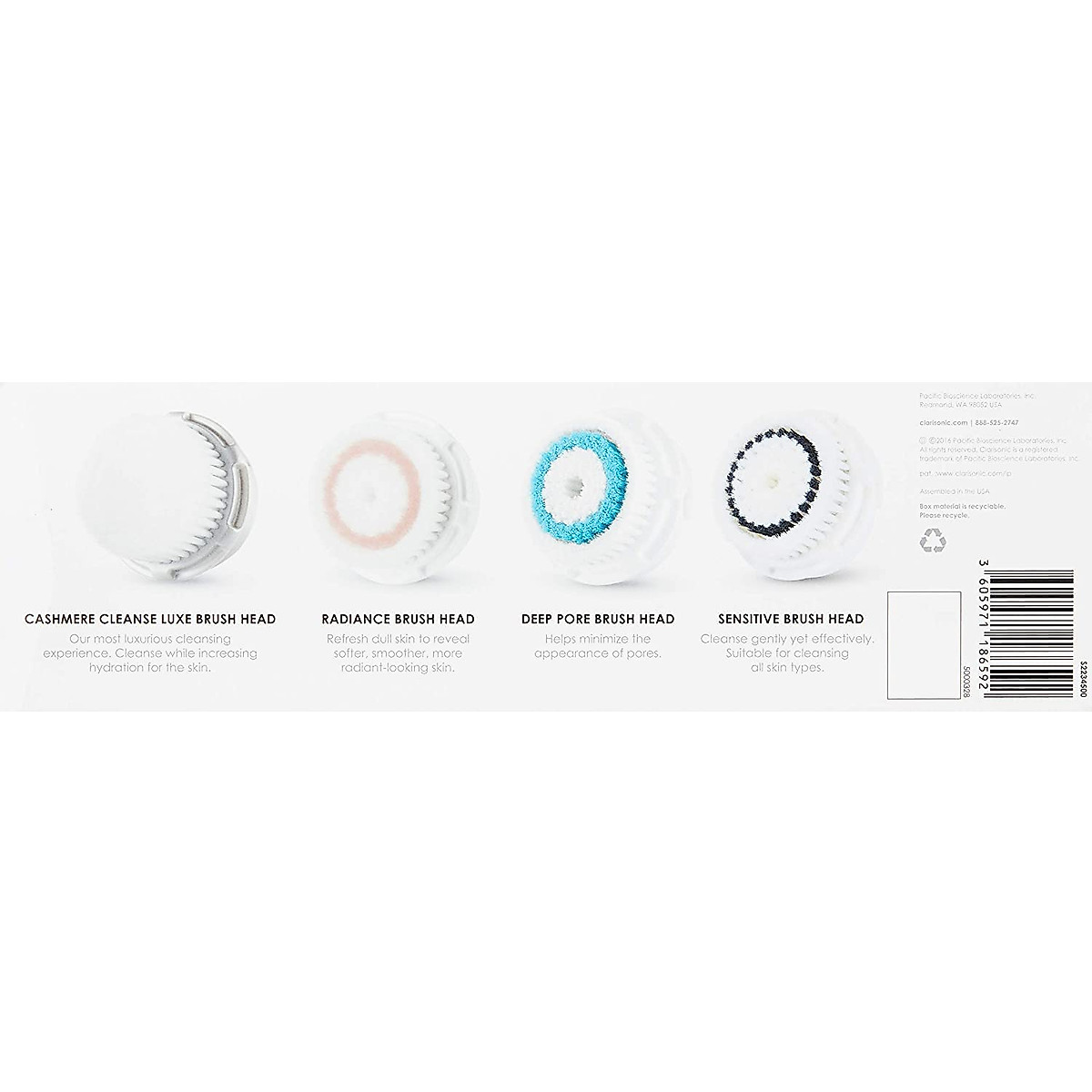 Clarisonic Brush Head Replacement Set Compatible with Mia 1, Mia 2, Mia Fit, Alpha Fit, Smart Profile Uplift and Alpha Fit X, 4 Count