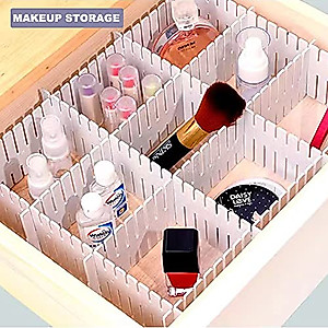 Drawer Dividers Adjustable Organizer 32Pcs - Suitable for Socks,Underwear,Makeup,Tidy Kitchen, Bedroom,White Dresser