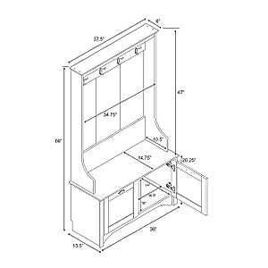 Prepac Wide Hall Tree with Shaker Doors, White