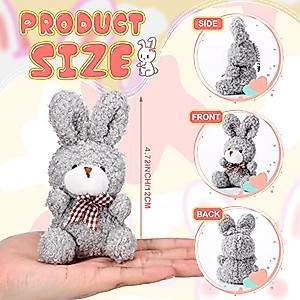 Sotiff 24 Pcs Plush Bunny Stuffed Animal Bulk 4.7 Inch Mini Bunnies Doll Keychain Furry Rabbit with Bow Tie for Boys Girls Birthday Party Favors Wedding Graduation Gifts Holiday (Classic Color)