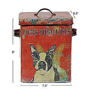 Creative Co-Op Vintage Metal Container with Dog Illustration and Lid, Multicolor
