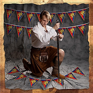 Hahafelt 6 Pcs 72 ft Medieval Fantasy Pennant Banner with Lion Design Hanging Party Bunting Banner Medieval Party Decorations Garden Triangle Flag for Castle Theme Festival Birthday Party