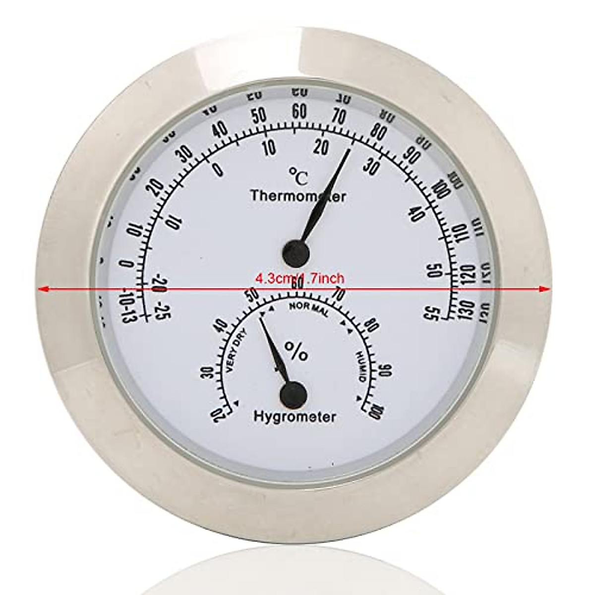 Guitar Case Hygrometer,Hygrometer Thermometer for Humidor Violin,Round Alloy Digital Thermometer Hygrometer Humidity Temperature Meter for Violin Guitar Case for Indoor and Outdoor(Silver)