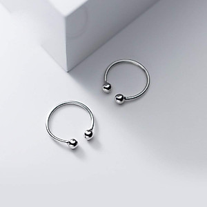 NewZenro Dainty Tiny Balls Knuckle Stacking Rings for Women S925 Sterling Silver Statement Adjustable Open Rings Minimalist White Gold Plated Polished Tail Finger Rings Hypoallergenic Jewelry Gifts