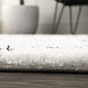 JONATHAN Y MOH405A-3 Catala Moroccan Diamond Shag Indoor Area-Rug Bohemian Geometric Modern Glam Easy-Cleaning Bedroom Kitchen Living Room Non Shedding, 3 X 5, White/Black