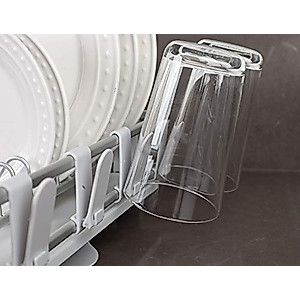 Real Home Innovations Designer Series Milan Single Tier Dish Rack, Extra Large, Satin Aluminum Gray