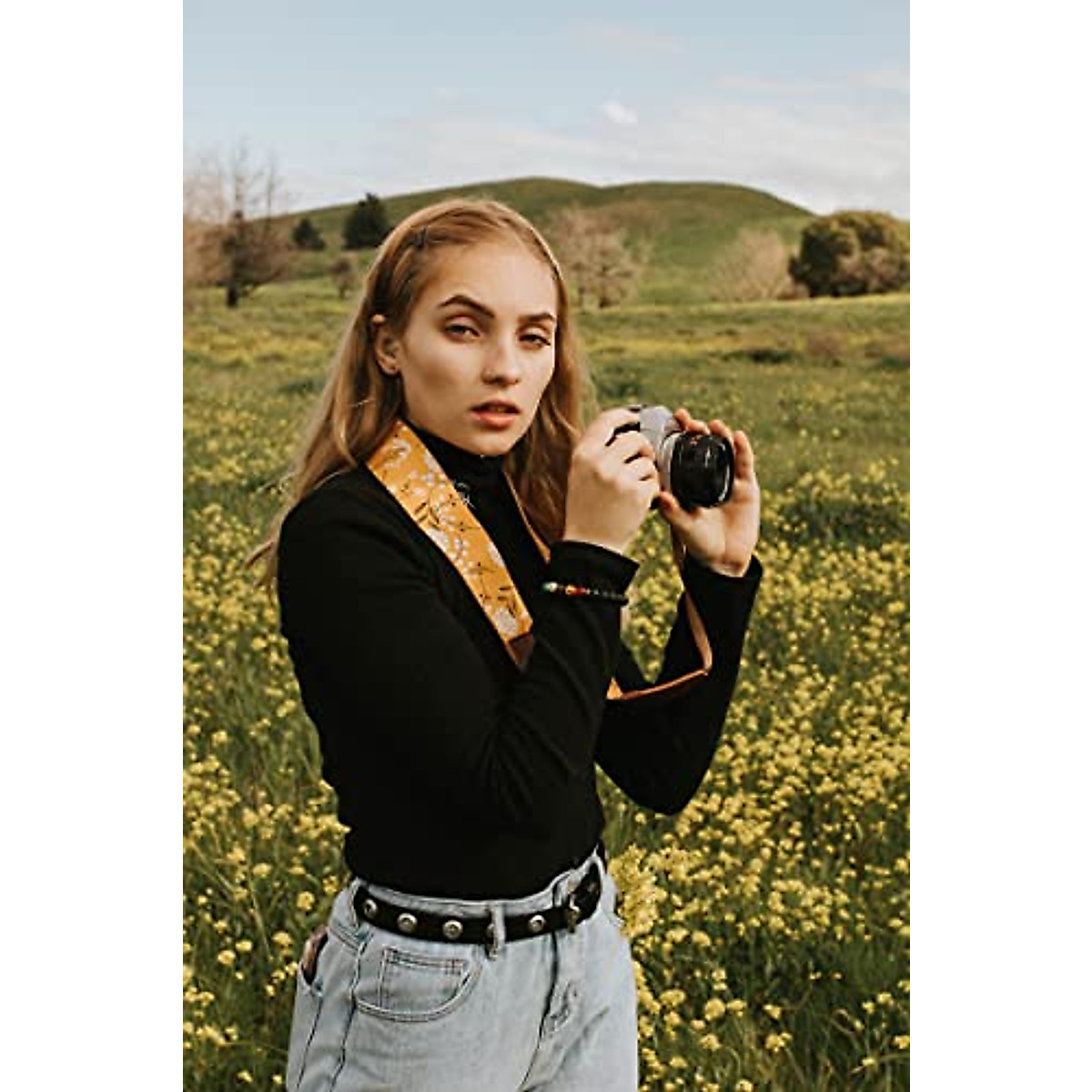 Art Tribute Spring Blossom Flowers Camera Shoulder Strap Belt For All DSLR Camera – Vibrant Design Universal DSLR Strap, Multi Color Neck Belt Best Gift for Men & Women Photographers