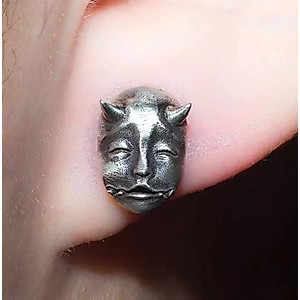 Demon Earrings Gothic Devil Ghost Mask Prajna Skull Baby Face Tiny Halloween Horror Stud Earrings for Women
