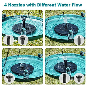 DazSpirit Hanging Solar Bird Bath Fountain, 14.9inch Diameter Green Metal Bird Bath Bowl with Solar Powered Pump & 4 Water Spray Nozzles for Outdoor Garden Backyard Patio Lawn