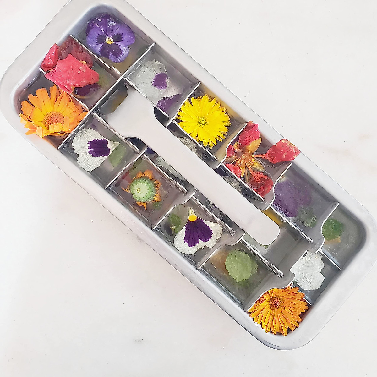 Metal Ice Cube Trays for Freezer with Easy Release Handle,and Building Brick Ice Tray or Candy Mold for Lego Fans,2pcs Ice Freezer Molds