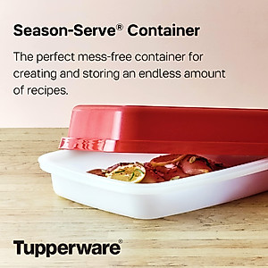 TUPPERWARE Brand Season-Serve Marinade & Food Storage Container with Lid - Dishwasher Safe & BPA Free - Large Size with Grid Design for Seasoning Meats, Fish & Vegetables