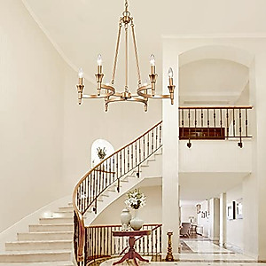 classy leaves Chandeliers for Dining Rooms, Chandeliers Modern, 6 Light Gold Chandelier Light Fixture for Living Room, Bedroom, 25" W x 25" L x 26.8" H