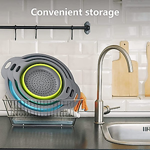 3-Packs Strainers for Kitchen Colander with Handles 3 Size Collapsible Colander for Washing Draining Veggies Fruit Pasta