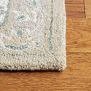 SAFAVIEH Micro-Loop Collection Area Rug - 8' x 10', Light Grey & Ivory, Handmade Medallion Wool, Ideal for High Traffic Areas in Living Room, Bedroom (MLP505F)