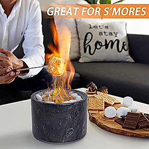 A AIFAMY Tabletop Fire Pit Marble Table Top Fire Pit Bowl, 7" Mini Personal Fireplace for Indoor and Outdoor, Smokeless Clean-Burning Bio Ethanol Fire Pit for Smore’s Maker(1.5h Burning Time)