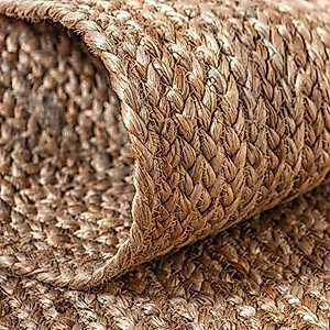 Unique Loom Braided Jute Collection Classic Quality Made Natural Hand Woven Area Rug (2' 0 x 3' 0 Rectangular, Natural)