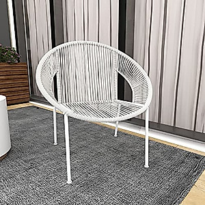 Deco 79 Plastic Rattan Outdoor Chair, 29" x 23" x 30", White
