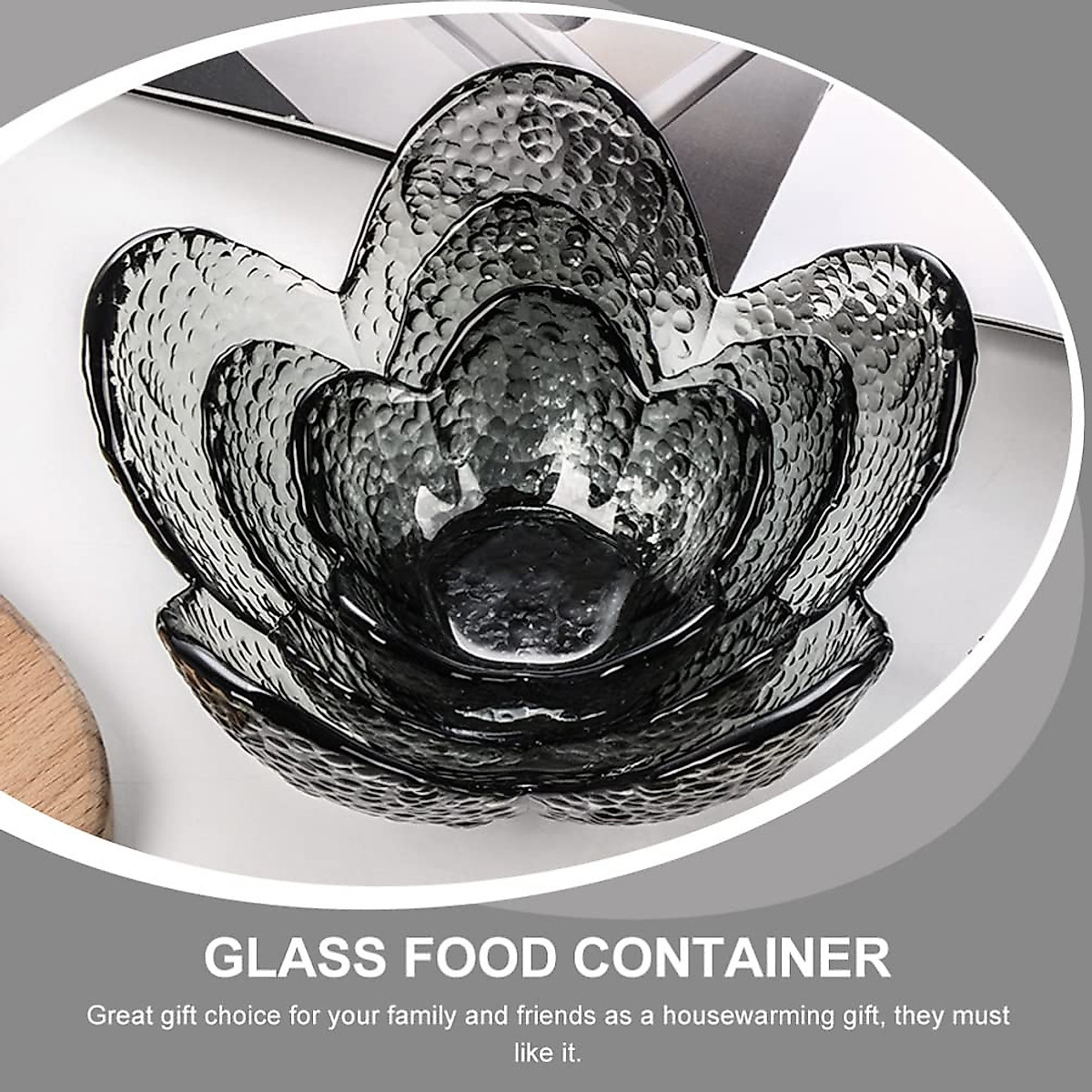 CALLARON Glass Containers Glass Japanese Bowls Flower Shaped Bowl Salad Mixing Bowl Crystal Fruit Candy Snack Bowl Decorative Appetizer Plates for Home Kitchen Tableware Terrarium