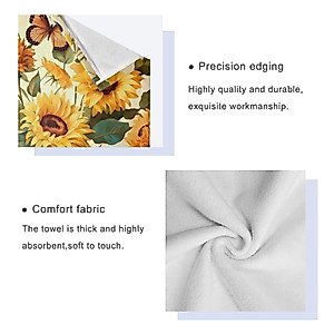 Flradish Sunflower Butterfly Towels 3 Pack Bath Towels for Bathroom Set Soft Cotton Highly Absorbent Lightweight & Quickdry Towel Set 1 Bath Towel,1 Hand Towel,1 Washclothe