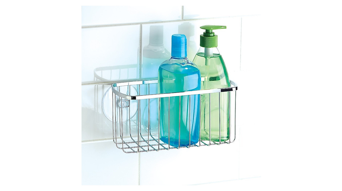 iDesign Suction Rectangle Basket - Durable Stainless Steel Storage