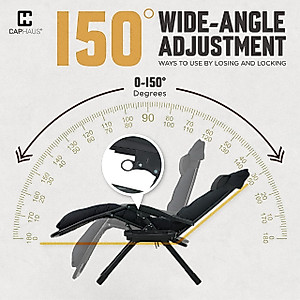 CAPHAUS Oversized Zero Gravity Lounge Chair, XL Zero Gravity Chair, Folding Reclining Chair w/Removable Pad, Side Tray, Anti-Gravity Chair for Outdoor & Indoor, Reclining Patio Chair w/Cushion