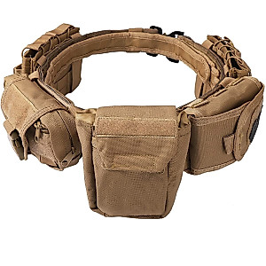 BOMTURN Battle Belt Tactical Belt with Accessories: Duty Belts Law Enforcement Combat Airsoft Police Belt with Pouches 7pcs