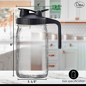 Dean Products Wide Mouth Mason Jars 32 oz - Mason Jar Pour Spout Lid - Wide Mouth Mason Jar Lids - Breast Milk Pitcher - Mason Jar Pitcher - 32 oz Mason Jar With Flip Cap Lid - Quart Mason Jar, 67KL