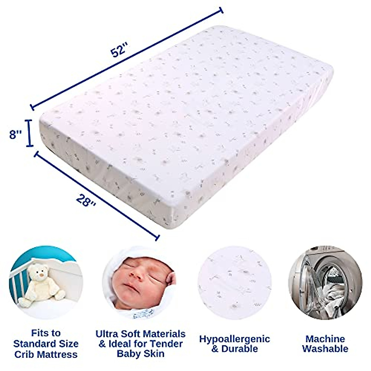 Baby Bees Animal Kingdom 4 Pieces Crib Bedding Sets for Boys and Girls | Baby Bedding Crib Set of Crib Sheet, Quilt, Dust Ruffle for Standard Size Crib