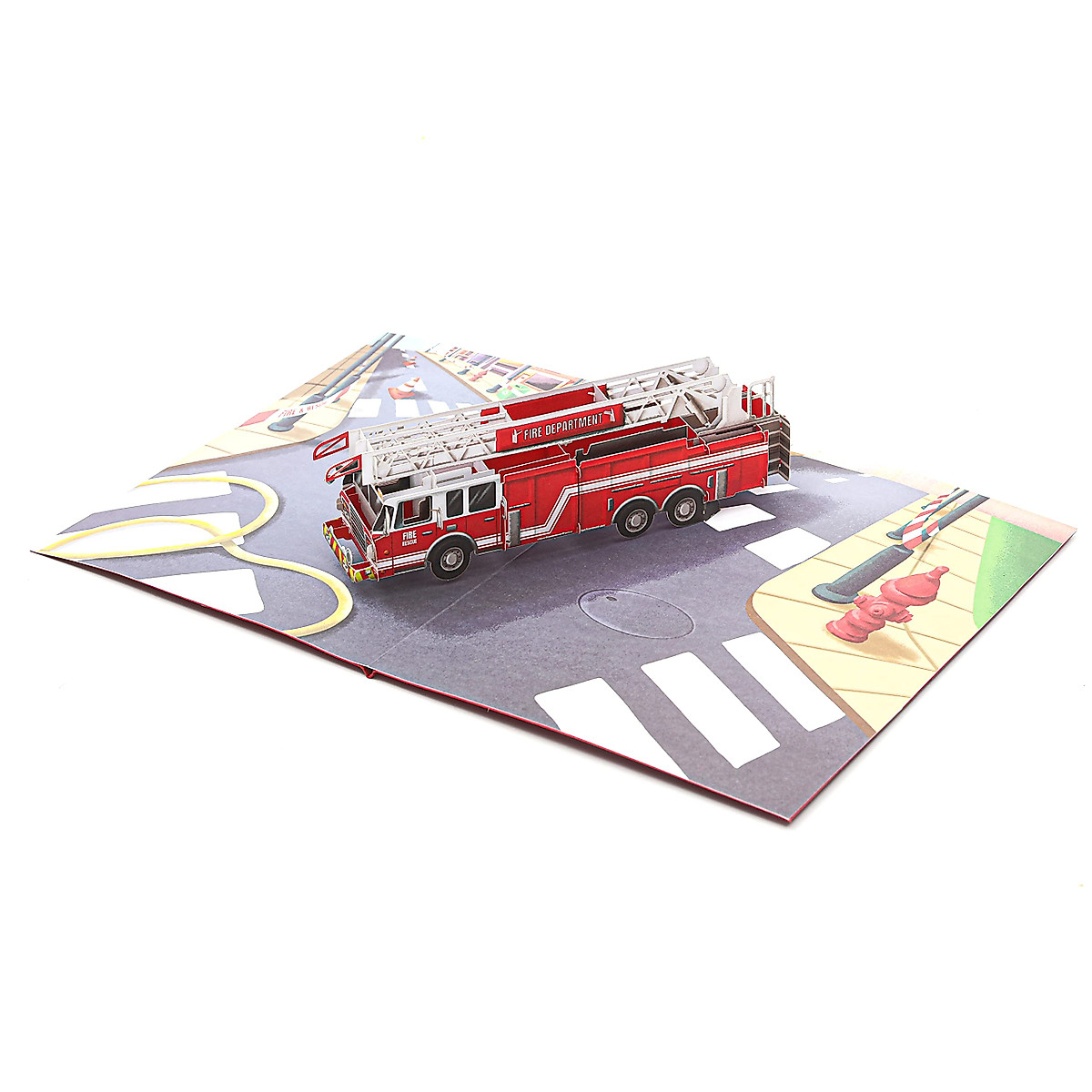 Liif Fire Truck 3D Greeting Pop Up Card, Birthday Card For Kids, Firemen, Men, DAD, Son, Boy, Retirement, Firefighter, Thank You | With Message Note & Envelop