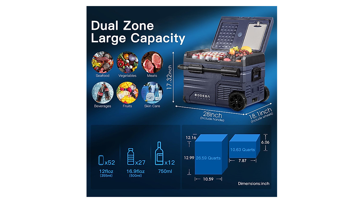 BODEGACOOLER 12V Dual Zone Fridge - Portable RV Cooler