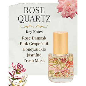 Rose Quartz Organic Perfume Oil Extract Roll-On by Sage- 1/4 oz, Vegan & Cruelty-Free, Floral Scent, Rose Damask, Honeysuckle, Jasmine