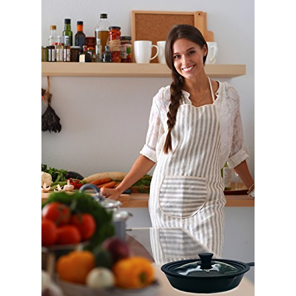 Glass Lid Universal - Graduated Kitchen Lids Multisize 8.5” / 21.5 cm, 9.25” / 23.5 cm, 10” / 25.5 cm (outer edges 10.6” / 27 cm) Diameter for Pots and Pans, Heat Resistant Silicone Rim, Round Black